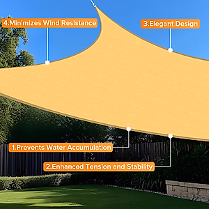 Artpuch 12' x 12' Sun Shade Sails Square Canopy, Sand UV Block Cover for Outdoor Patio Garden Yard