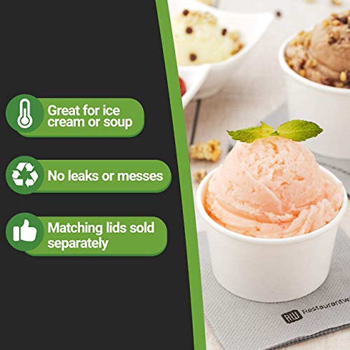 Coppetta 3-Ounce Dessert Cups, 200 Disposable Ice Cream Cups - Lids Sold Separately, Heavy-Duty, White Paper Frozen Yogurt Bowls, For Hot And Cold Foods, Perfect For Gelato Or Mousse - Restaurantware