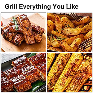 Portable Propane Camping Gas Grill, BBQ grill, 360°Mesh Wave, 8000 BTU small propane Grill with Non-Smoke Burner, Stainless Barbecue grill, Steak Grill with Temperature Probe Better for Indoor & Outdoor Use