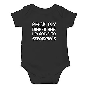 CBTwear Pack My Diaper Bag, I'm Going To Grandma's House Baby Bodysuit - Cute Newborn Unisex Clothing (Newborn, Black)