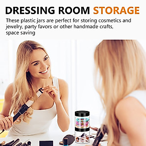 6OZ Plastic Jars with Black Lids 40Pcs Empty Plastic Pot Jars Round Refillable Clear Slime Containers Jars Airtight Plastic Storage Jars for Travel Storage Home Kitchen Food Slime Making