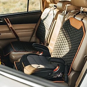 Owleys Premium Leather Car Seat Protector for Child Car Seat Cover from Dirt Scratches - Infant Car Seat Protector for Back Seat/Front Booster Seat Protector Under Baby Car Seat Waterproof 1pc Hexy