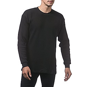 Pro Club Men's Heavyweight Cotton Long Sleeve Thermal Top, Large, Black
