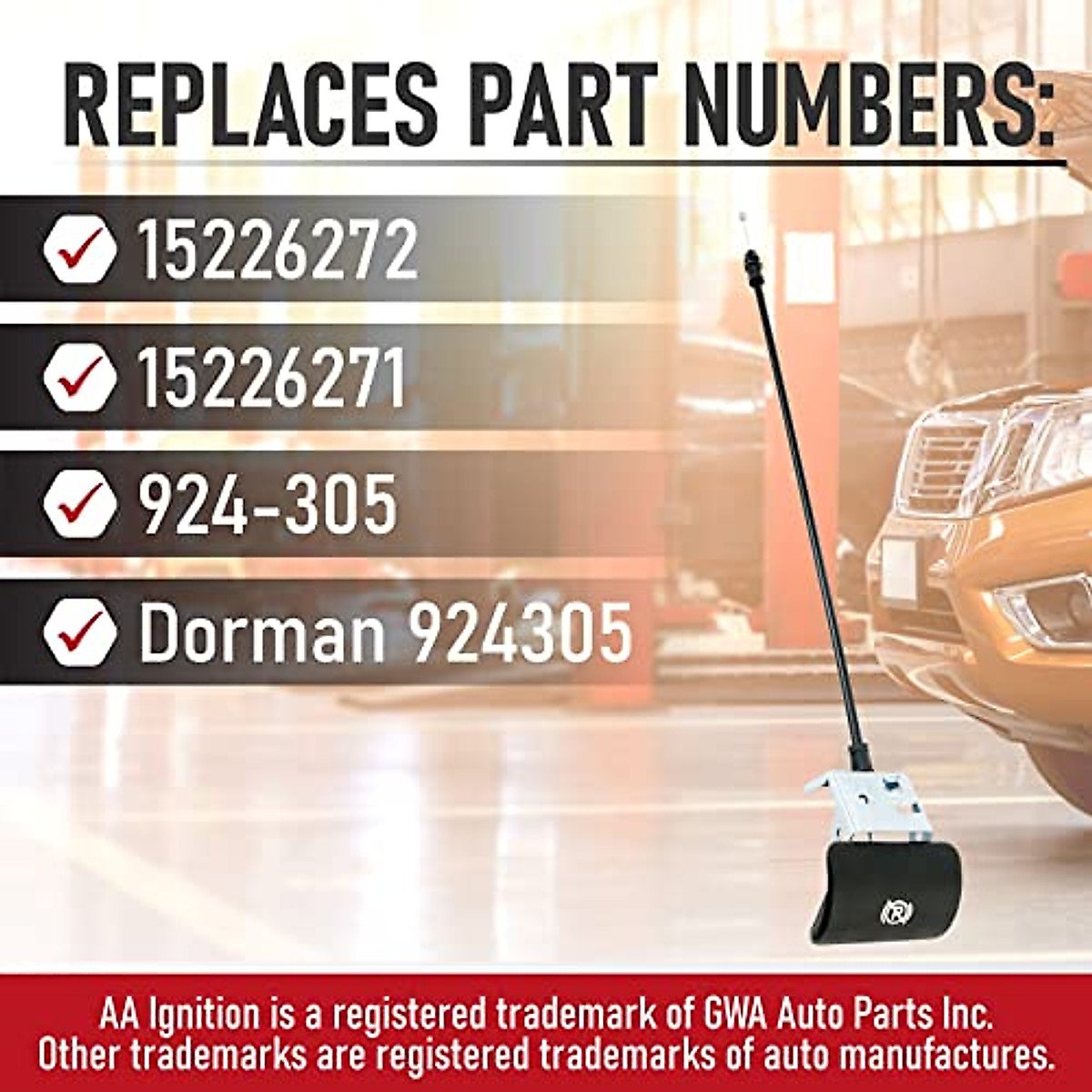 Parking Brake Release Cable with Handle - Compatible with GMC, Chevrolet, Cadillac Vehicles - Tahoe, Silverado, Suburban, Sierra, Avalanche, Yukon, Denali, Replaces Part Numbers 15226272 & 924-305