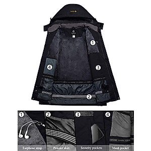 GEMYSE Men's Mountain Waterproof Ski Snow Jacket Winter Windproof Rain Jacket (Black,Small)