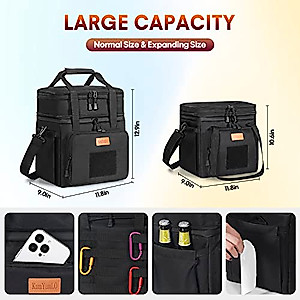 KumYamLO Tactical Lunch Box for Men 16L,Large Insulated Waterproof Reusable Lunch Bag，Women,Work,Outdoor,Picnic,Finishing,Molle Webbing and Adjustable Shoulder Straps(Black)…
