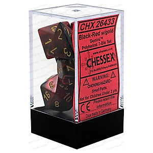 Gemini Polyhedral 7 Die Set, Black/Red/Gold by Chessex