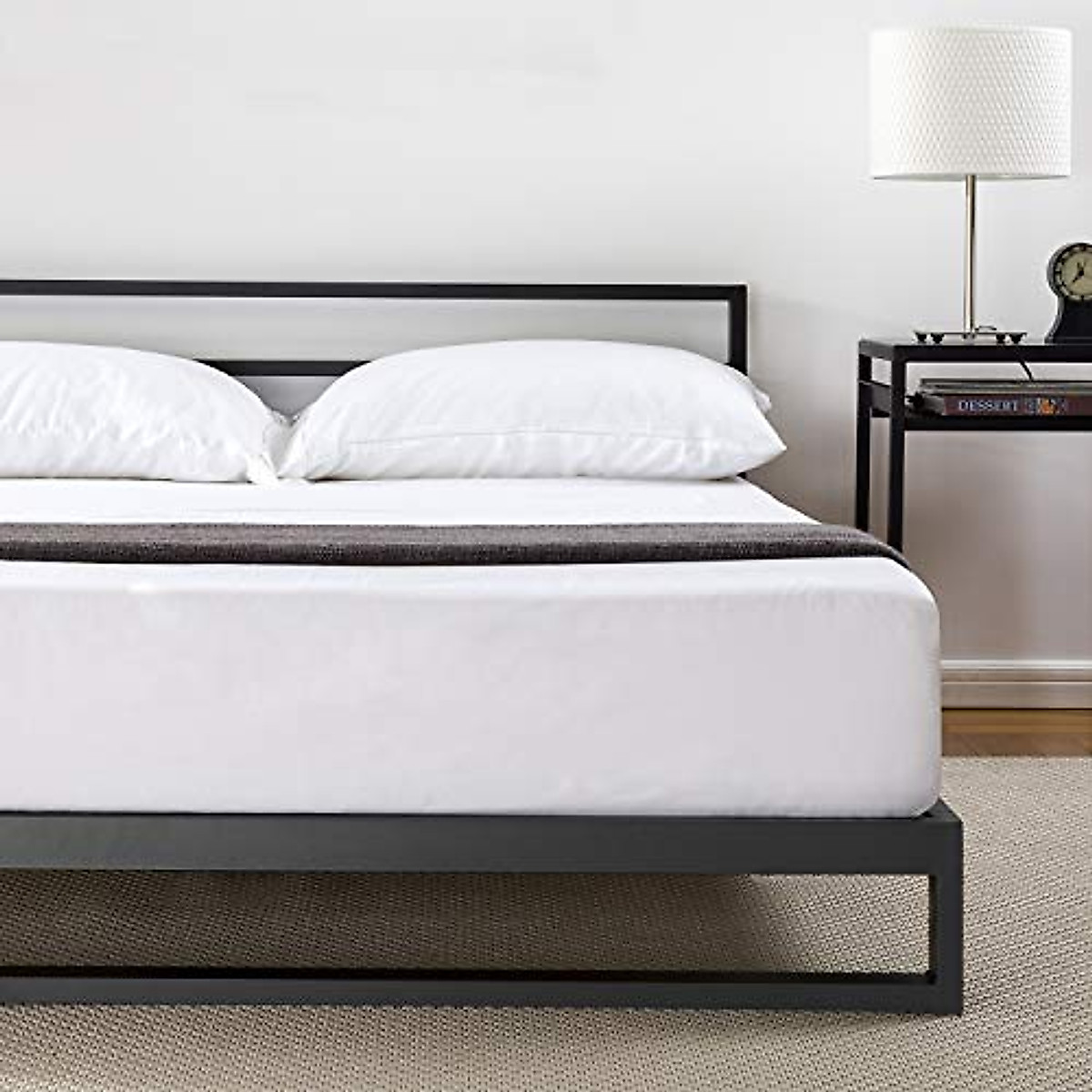 Zinus Trisha 7 Inch Platforma Bed Frame with Headboard/Mattress Foundation/Box Spring Optional/Wood Slat Support, Queen & Ultima 10"; Comfort Memory Foam Mattress, Queen