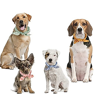 MJJT 4 Pieces Dog Bandanas, Polka Dots Dog Kerchief Daily Triangle Bibs, Pink Green Blue Orange Scarfs Pet Birthday Gift, Adjustable Accessories for Small Medium Large Girl Boy Dogs Puppies Cats Pets
