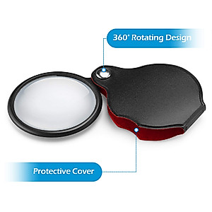 2PCS Upgrade 10X Small Magnifying Glasses for Kids/Senior, Pocket Magnifier for Reading/Close Work, Mini Folding Magnifying Magnify Glass with Protective Sheath, Ideal for Repairing/Hobby/Coins, 1.96"