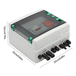 PV Combiner Box, 2 String Solar Combiner Box with 32A Current Fuse, Surge Protective Device Air Circuit Breaker for On/Off Grid Solar Panel System