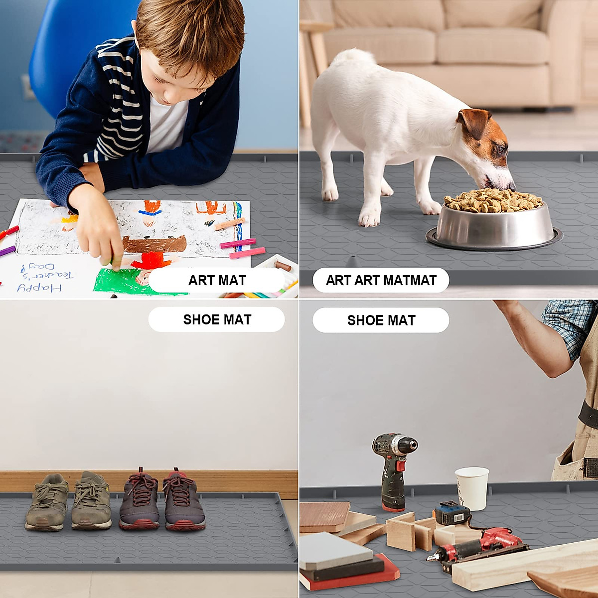 BAIHUI Under Sink Kitchen Cabinet Mat- 34" x 22" Flexible Waterproof Silicone Cabinet Protector & Drip Tray Liner Unique Drain Hole Design- Hold up to 3 Gallons of Liquid