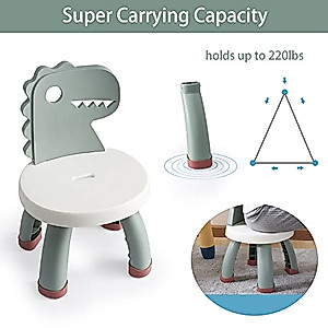 Toddler Chair,Plastic Kids Dino Chair,Sturdy Durable and Lightweight Toddler's Activity Chairs,Anti-Slip Ergonomic Design Kids Step Stool,Indoor or Outdoor Use for Boys Girls Aged 1+ (Green)