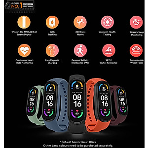 Xiaomi Mi Smart Band 6 40% Larger 1.56'' AMOLED Touch Screen, Sleep Breathing Tracking, 5ATM Water Resistant, 14 Days Battery Life, 30 Sports Mode, Fitness, Steps, Sleep, Heart Rate Monitor