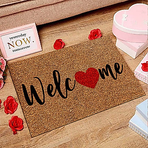 TUNKENCE Indoor Doormat Floor Mat Valentine's Day Living Room Bedroom Red Love Heart Rug Valentine's Day Home Decoration Kitchen Rug