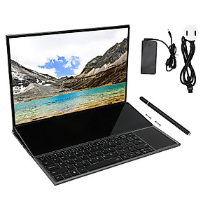 ASHATA Ultra Thin Laptop, 16 inch Main Screen,14 inch Touch Sub Screen 1920x1200, for Intel I7 10750H, 16GB RAM, Laptop Computer for Windows 10 11 System, with Stylus, 5000mAh, Silver