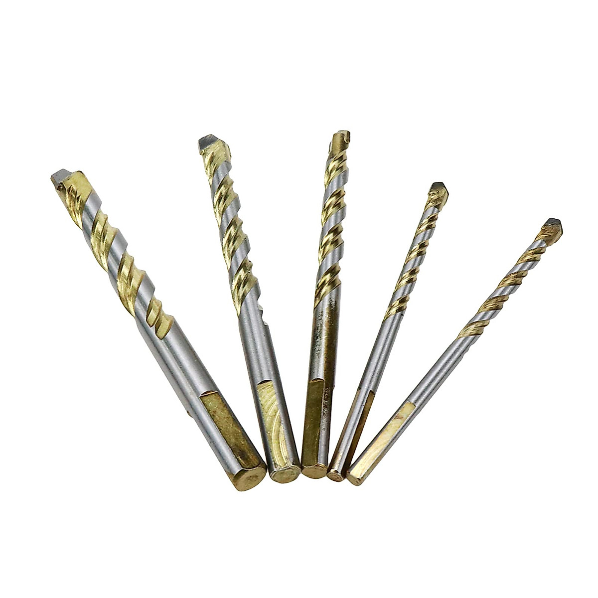 Rannb 5pcs Masonry Drill Bits Four Sizes 6mm,8mm,10mm,12mm Drilling Dia Triangle Hand Drill Bit Set for Metal Concrete Tile Glass Wood Marble Ceramic Brick