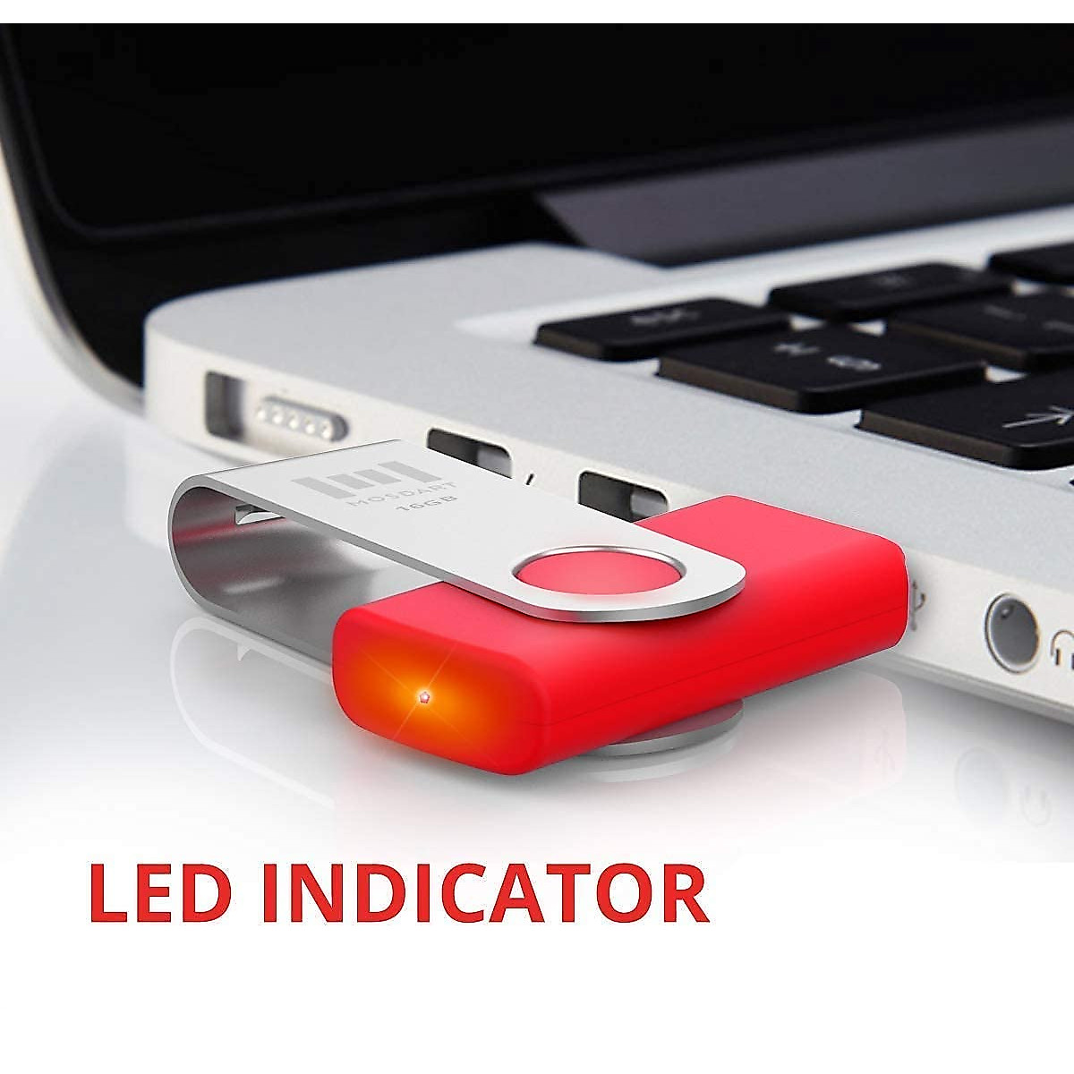 MOSDART 20 Pack 16GB USB2.0 Flash Drive, Includes 10 Pcs Red Color and 10 Pcs Black Color Pen Drive