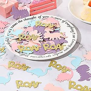 240 Pieces Girl Dinosaur Confetti Table Scatter for Dino Theme Birthday Party Cute Dinosaur Confetti Table Decoration Arts Crafts DIY Baby Shower Birthday Party Supplies Decorations for Little Kids