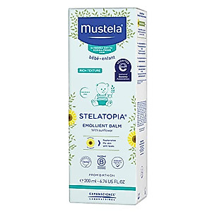 Mustela Stelatopia Eczema-Prone Skin Emollient Baby Balm - Rich Daily Balm with Natural Avocado & Sunflower Oil - Fragrance-Free - 6.76 fl. oz