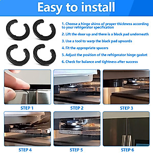Alocs DA99-04158A Hinge Shim Refrigerator Door Height Adjustment Kits, for Samsung 3282540, DA60-00314C, PS6448337 AP5668209 Refrigerator Door Shims Replacement Parts, 4 Pieces of Different Thickness