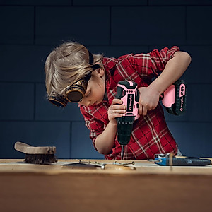 YOUGFIN Pink Drill Set for Women, 20V Battery Powered Electric Drill Machine Cordless with Charger, 25+1 Torque Setting, Built-in LED, Handheld Lightweight Power Drill Driver for Home Use (3/8")