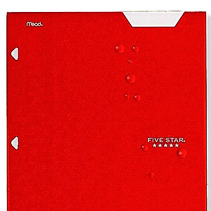 Five Star 4 Pocket Folders, 6 Pack, Paper Folders, Fits 3-Ring Binders, Holds 8-1/2" x 11" Paper, Writable Label, Tidewater Blue, Harvest Yellow, Amethyst Purple, Forest Green, Fire Red, Black (38056)