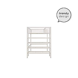 DHP Tiffany Metal Storage Bookcase, Twin Bunk Bed, White Loft