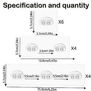 AMKlF 14 Pack Shower Caddy Adhesive Replacement, Adhesive Strips for Shower Caddy Sticky Pads, Transparent Strong Waterproof Wall Hooks, Suitable for Kitchen Bathroom Storage Shelves and Soap Holder