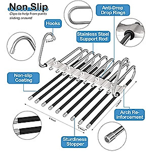 24 Pack Magic Space Saving Hangers+2 Pack Upgrade 9 Layers Pants Hangers Space Saving for Wardrobe Apartment College Dorm Room Essentials