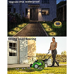 Pisool Solar Ground Lights - 24LED Solar Garden Lights Outdoor Waterproof Sidewalk Disk Bright In-Ground Landscape Lighting for Lawn Patio Pathway Yard