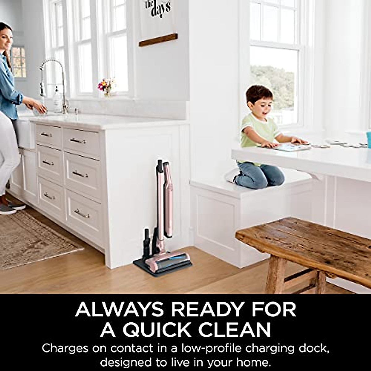 Shark WS632RGBRN WANDVAC System Ultra-Lightweight Powerful Cordless Stick Vacuum with Boost Mode, Charging Dock, Rose Gold