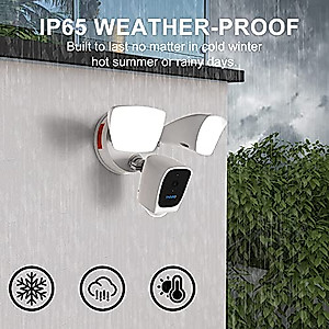 IBRIGHT Smart Floodlight Camera, 2.4Ghz 1080P Security Camera Outdoor, 2600LM, Motion Detection, 2-Way Audio, Siren System, Night Vision, IP65, Works with Alexa & Google Assistant, No Monthly Fees