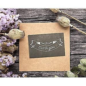 144-Count Thank You Cards with Envelopes, Blank 6 Assorted Bulk Thank You Greeting Notes Black and White Chalkboard Designs for Graduation Baby and Bridal Shower Birthday Wedding Party, 4 x 6 inches