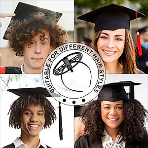 EMOOULI Black Graduation Cap Headband, 2024 New Grad Hat Insert，Secure Grad Hat And Hairstyle,Not Change Hair,Firm Anti-Fall Hairband for Graduates, Students, Women(Not Including the Grad Hat)