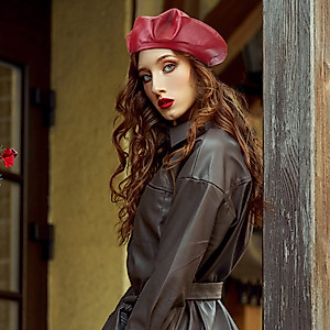 Yahenda 6 Pieces Women Beret Hat PU Leather Beret French Beret Hat Adjustable Artist Painter Cap Causal Beanie for Ladies and Girls