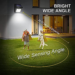 ZOOKKI Solar Outdoor Lights -120° Illumination Solar Motion Sensor Lights Outdoor - IP65 Waterproof Wireless Security Outdoor Solar Powered Lights for Garden Fence Patio Deck（28LED 4-Pack）