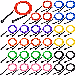 32 Pcs PVC Jump Ropes for Fitness 9.2 ft Adjustable Skipping Rope Versatile Unbreakable Speed Rope with Plastic Handles for Women Men Kids Endurance Training Cardio Exercise Workout (Simple Color)
