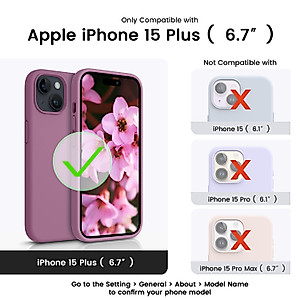OTOFLY Compatible with iPhone 15 Plus Case, Silicone Shockproof Slim Thin Phone Case for iPhone 15 Plus (6.7 inch), (Lilac Purple)