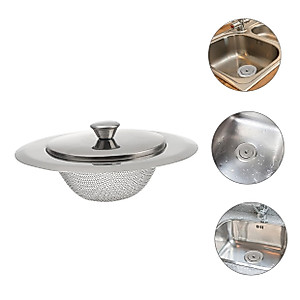 WHAMVOX 1 Set Kitchen Sink Drain Strainer and Stopper with Wide Rim for Standard Sinks Includes Mesh Strainer and Stopper for Effective Clogging Prevention