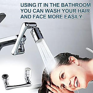 1440° Rotating Faucet Extender Aerator 1080°+360° Universal Large Angle Robotic Arm Water Nozzle Swivel Faucet Extender for Face Washing Gargle and Eyewash with 2 Water Outlet Modes