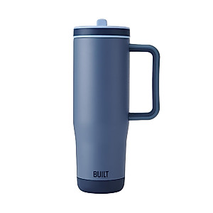 Built 40 oz Cascade Flip Straw Tumbler, Double Wall Insulated Tumbler, Gym & Sport Bottles - Stainless Steel & Straw Lid, Leak-Proof, Soft Base, Portable BPA-Free (Pacific Blue)