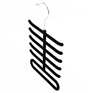 HANGERWORLD Black Velvet Flocked Tie Rack Hanger Belt Accessory Organizer For Closet Ties Holder