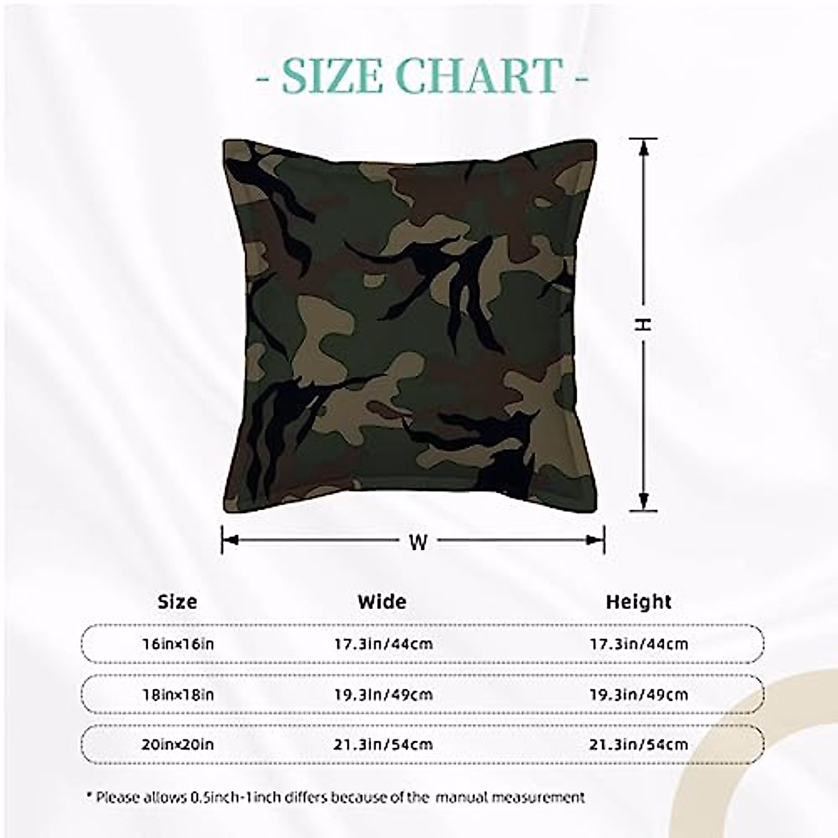 SARMSX Khaki Brown Stitched Leather Pillow Case for Sofa and Chair Camo Fashionable Graphic Uniform Sleek Leather Pillowcases for Minimalist Decor 16x16 inches