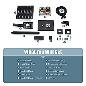 Aolemi Matte Black Shower System Ceiling Mount 12 Inch Rain Shower Head with 3 Functions ABS Handheld Spray Luxury High Pressure Shower Combo Set Rough-in Valve and Shower Trim Included Bathroom