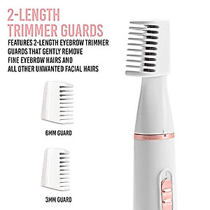 Brookstone Eyebrow Razor | Facial Hair Removal for Women for Fine Eyebrow and Unwanted Facial Hairs | Includes 2-Length Eyebrow Trimmer Guards | Portable