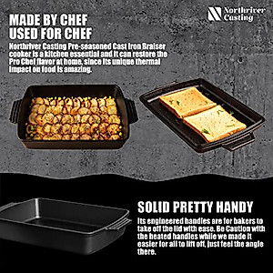 2-In-1 Pre Seasoned Cast Iron Dutch Oven With Skillet Lid,Casserole Dish,Rectangular Baking Pan,Griddle Pot Set, 6QT, 9"x13"