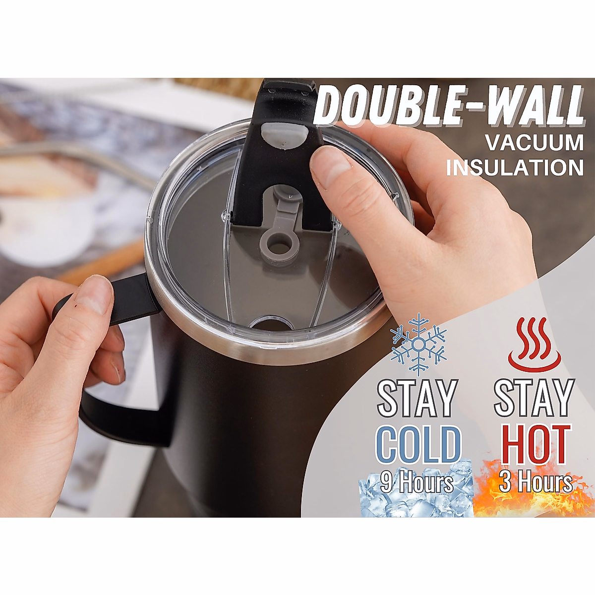 Onebttl Hunting Gifts for Men, Funny Hunting Gifts for Hunter, 40oz Stainless Steel Insulated Tumbler with Handle, Lid & Straw for Hunting Dad, Husband, Black - Life is Better When I am Hunting