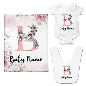 Zocoshi TeeWarrior Personalized Baby Blankets, Custom Baby Blanket - Baby Blanket with Name for Girls, Best Gift for Baby, Newborn Floral Plush Fleece (30x40)