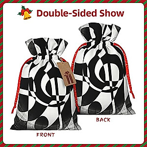 Musical Theme Music Clefschristmas Drawstring Gift Bag, Linen Drawstring Gift Bag, Reusable Drawstring Gift Bag, Used For Christmas, Birthday, Wedding Supplies